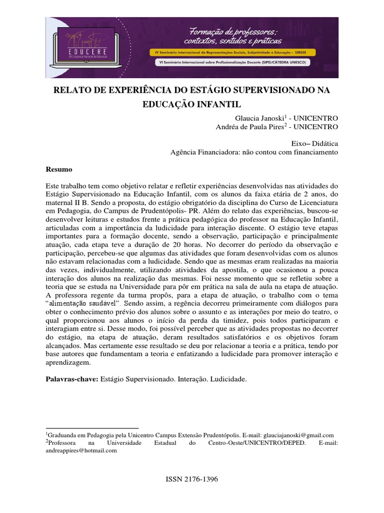 Artigo - Exemplo de Relato de Experiência | PDF | Aprendizado | Pedagogia