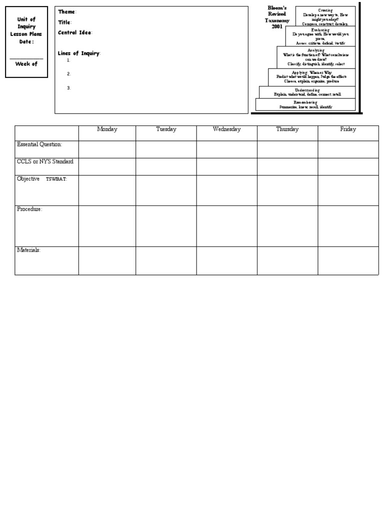 Ib Lesson Plan Template RBT New Format | PDF | Cognition ...