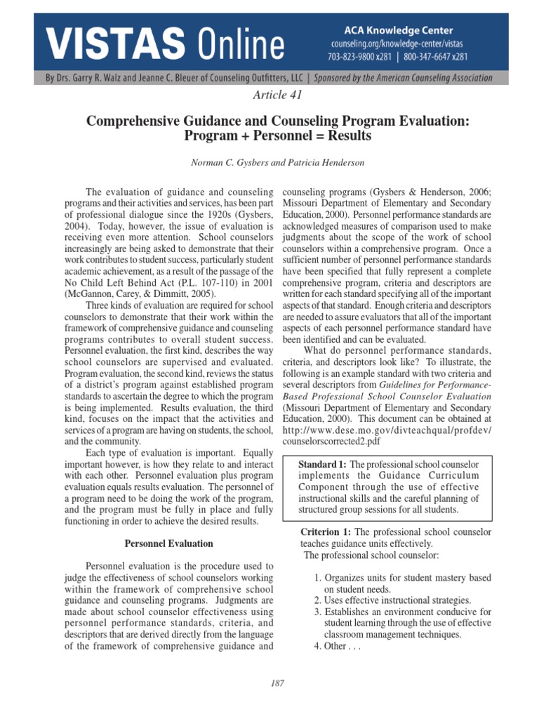 Comprehensive Guidance and Counseling Program Evaluation Program ...