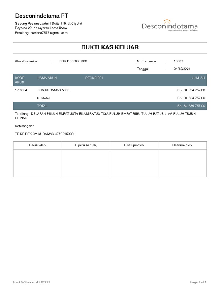 Bank Withdrawal 10303 | PDF