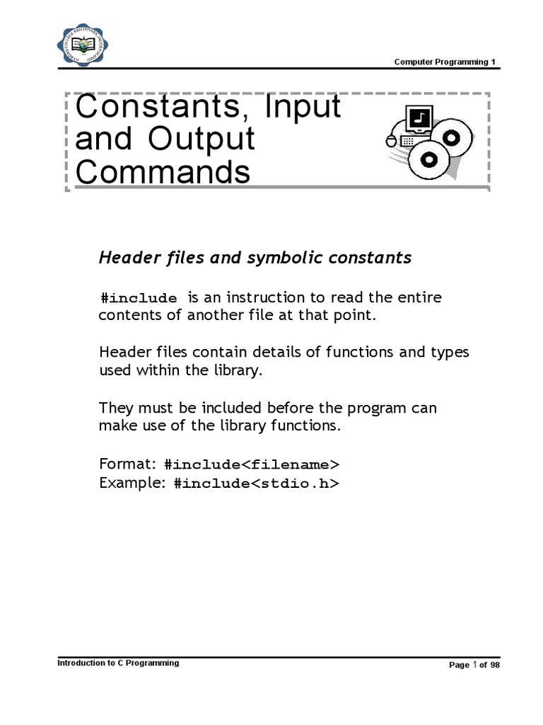 Introduction To Constants Inputoutput Commands And Logical 5309