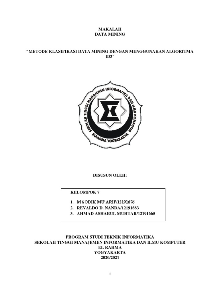 Metode Klasifikasi Data Mining ID3 | PDF