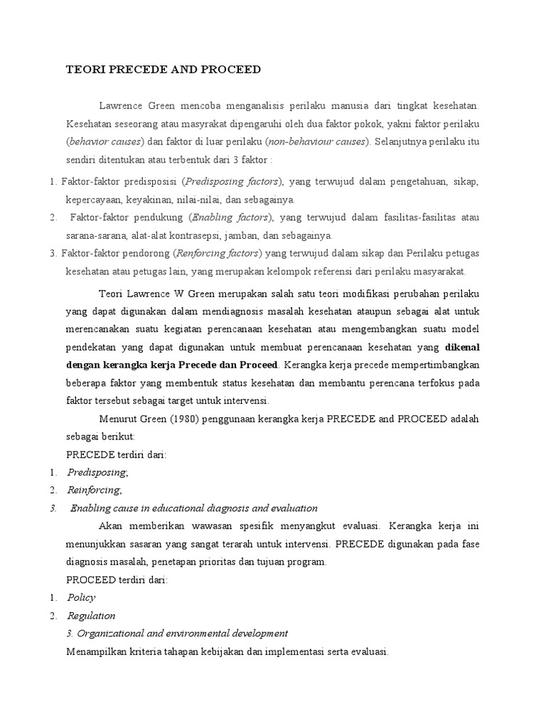 Teori Precede and Proceed | PDF