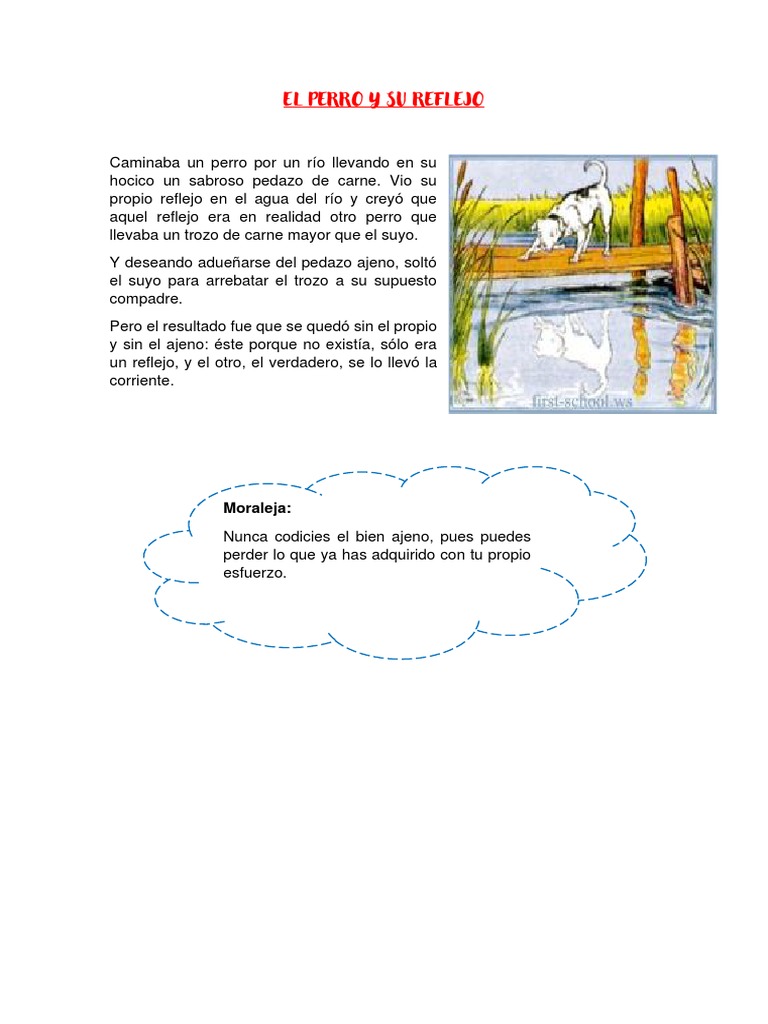 Moraleja del perro y su reflejo | PDF