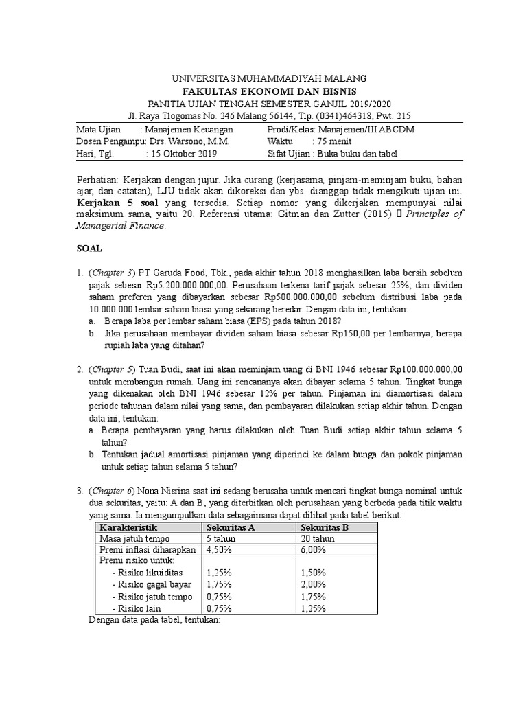 2-Soal Kuis MK Jelang Uts 2021 | PDF | Pengelolaan Keuangan & Uang