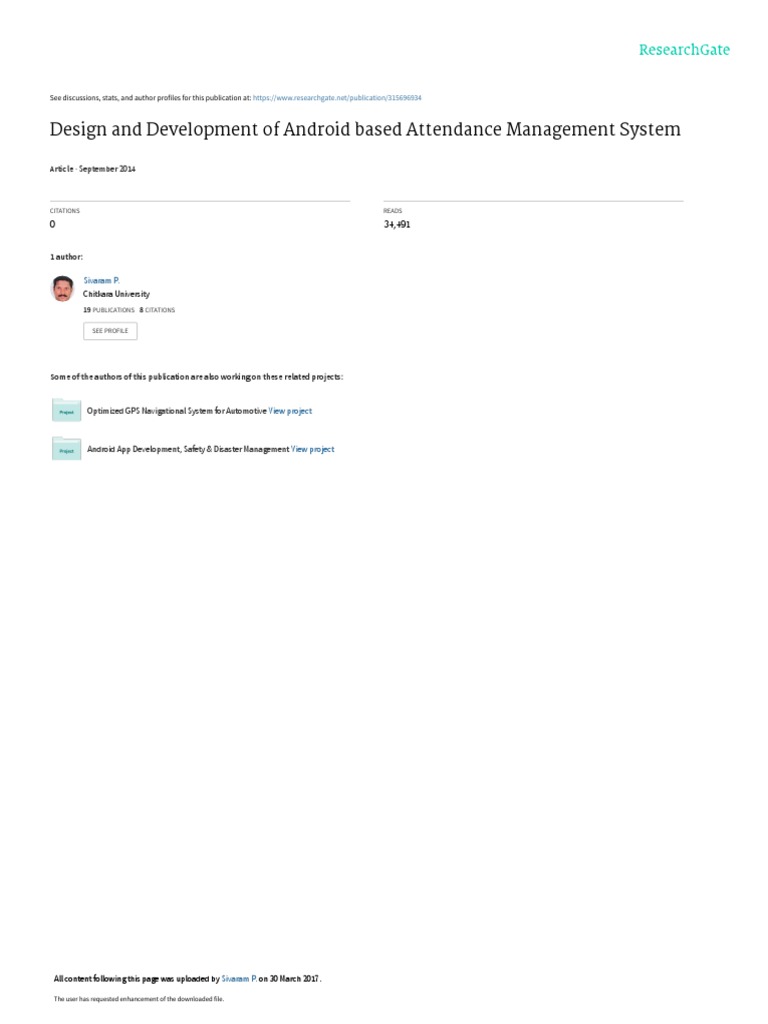 Design and Development of Android Based Attendance Management System ...