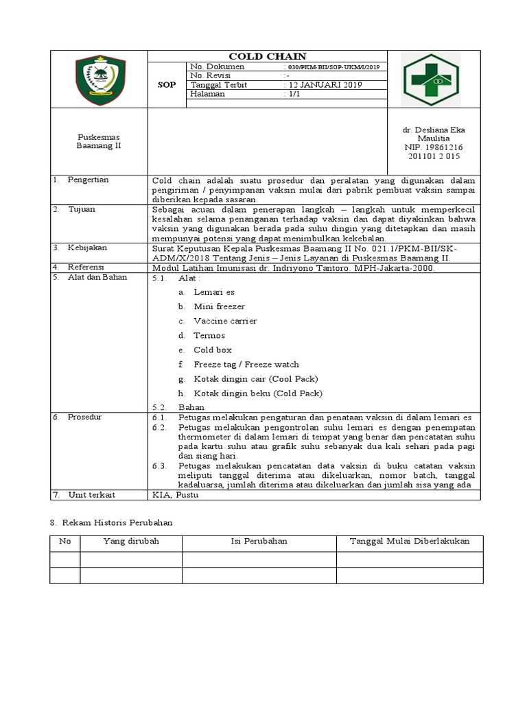 SOP Cold Chain | PDF
