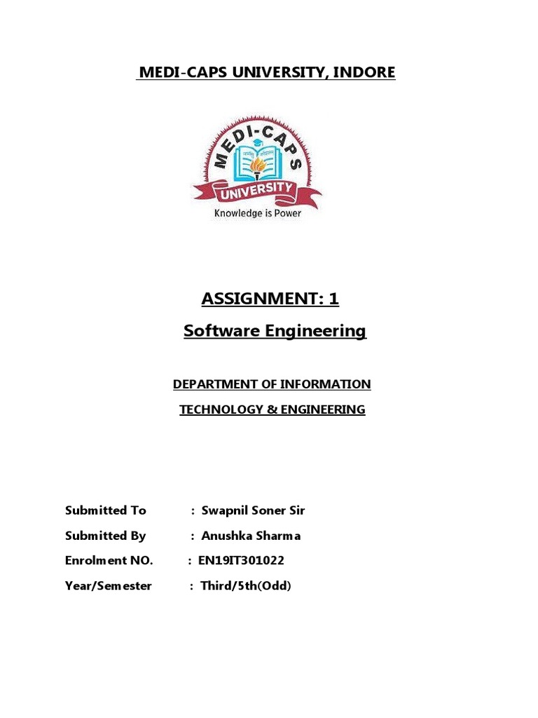 Medi-Caps University, Indore: Assignment: 1 Software Engineering | PDF | Feasibility Study ...