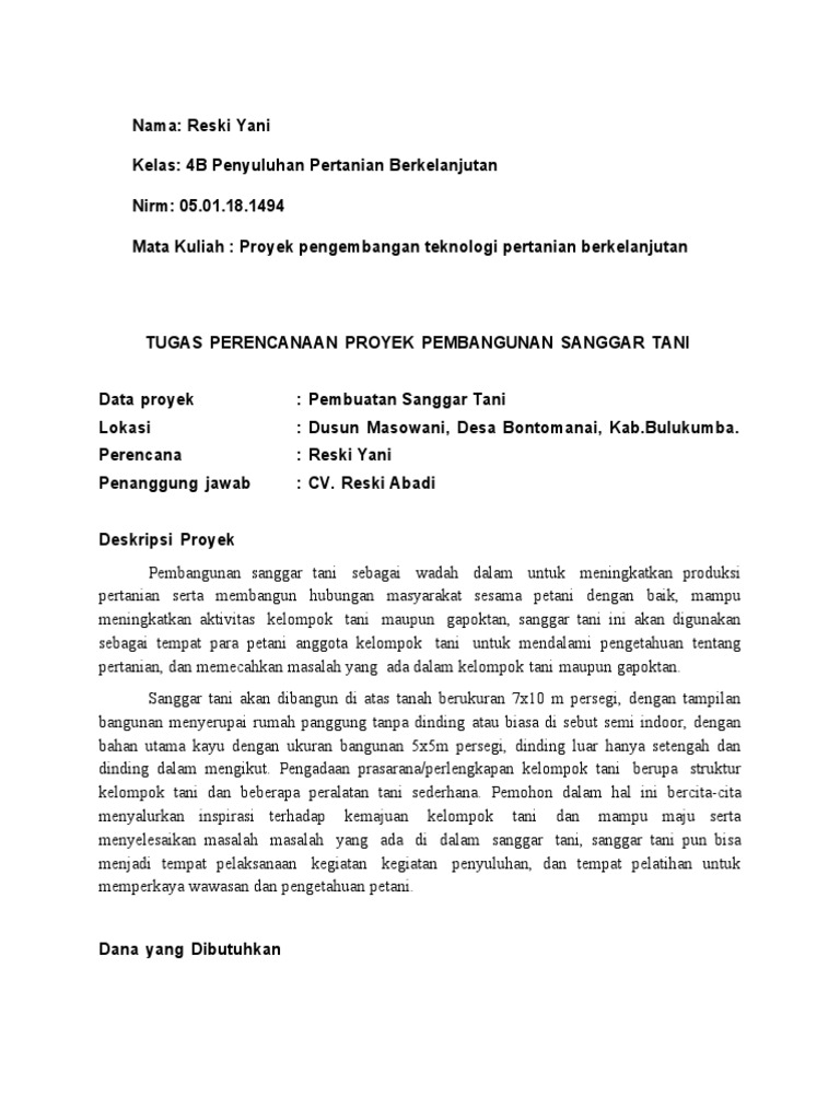 Tugas Proyek Sanggar Tani | PDF Tugas Proyek Sanggar Tani | PDF