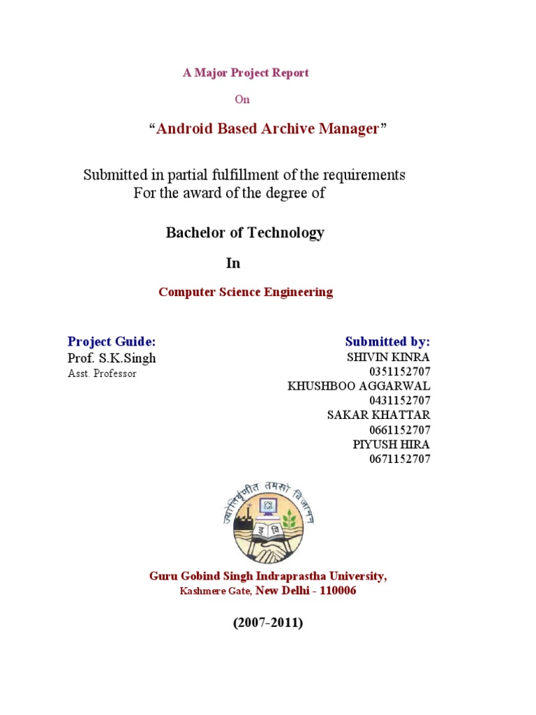 A Major Project Report | PDF | Android (Operating System) | Class ...