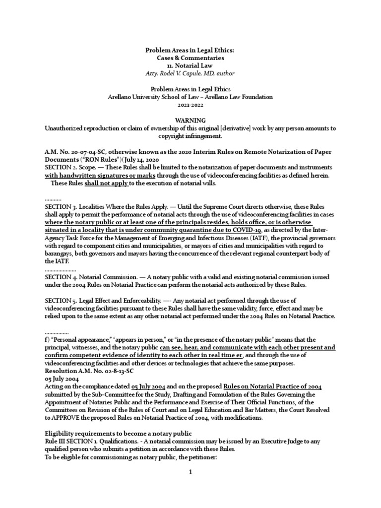 Notarial Law - 2021 Sec Sem. | PDF | Notary Public | Identity Document