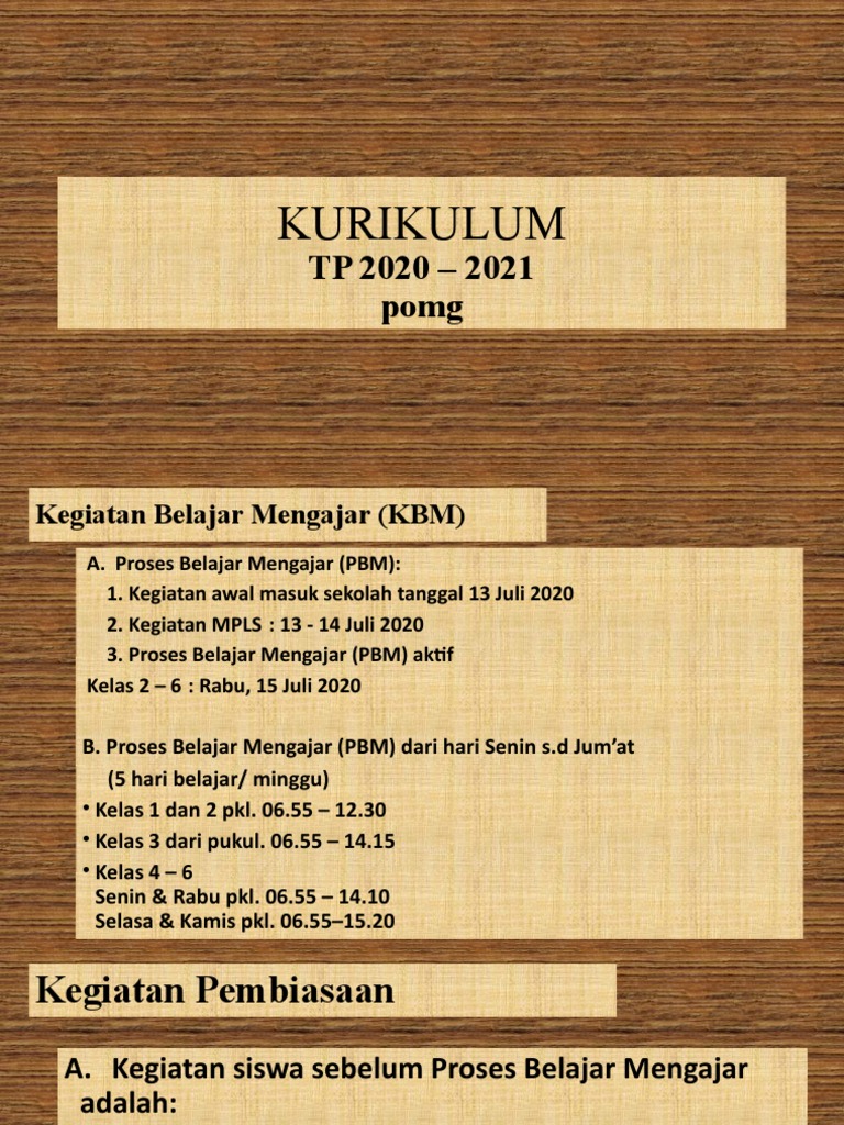 Program Kurikulum POMG 2020 | PDF