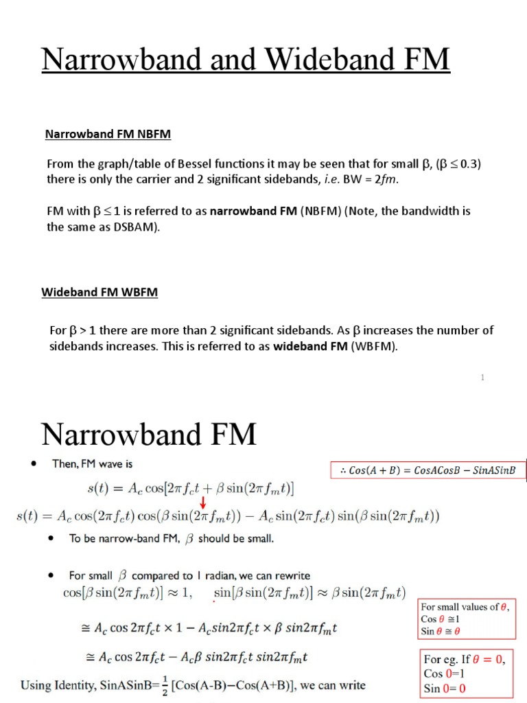 Narrowband and Wideband FM | PDF | Frequency Modulation | Modulation