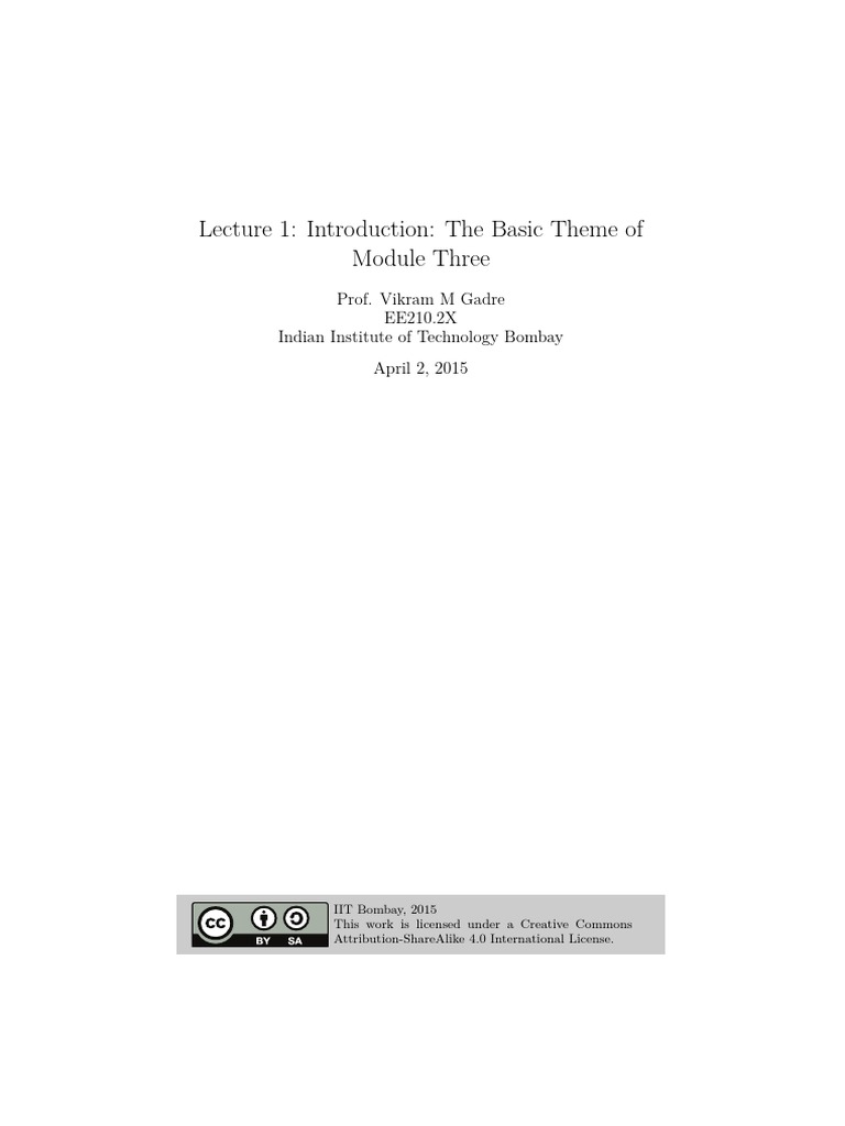 Lecture 1 Introduction The Basic Theme Of Module Three Pdf Sampling Signal Processing
