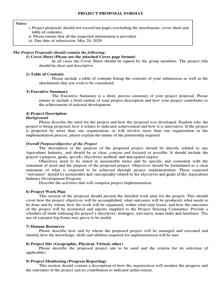 Project Proposal Format | PDF | Goal | Cognition