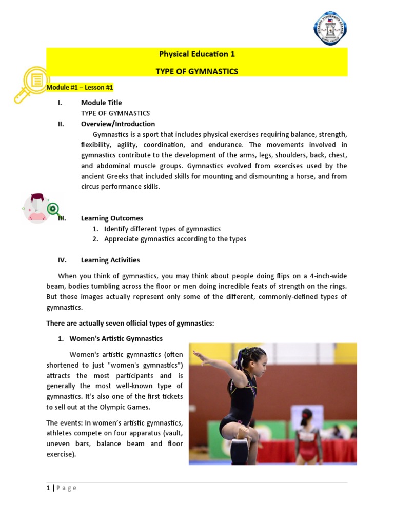 Physical Education 1 Type of Gymnastics: I. Module Title II. Overview ...