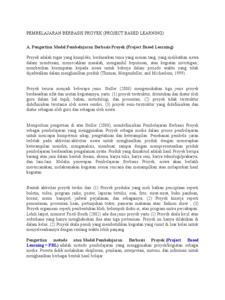 Pembelajaran Berbasis Proyek | PDF Pembelajaran Berbasis Proyek | PDF
