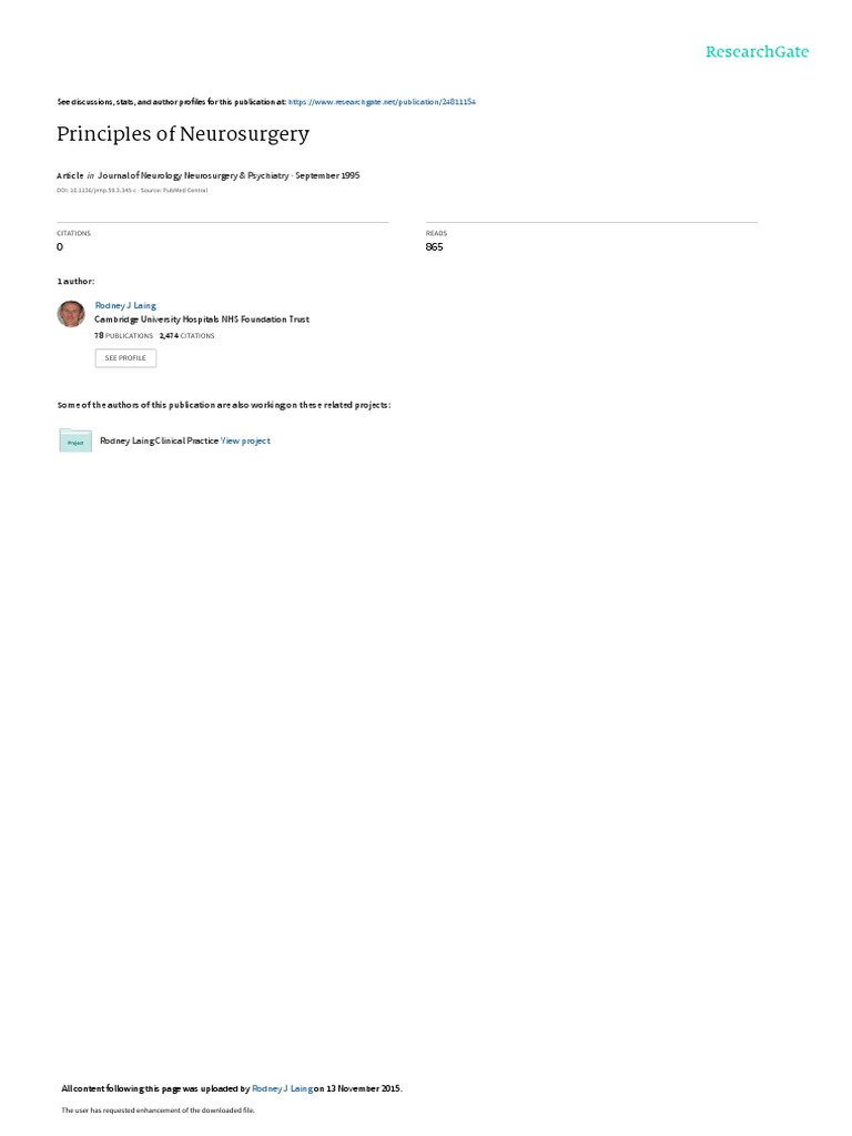 Principles of Neurosurgery | PDF | Neurosurgery | Neurology