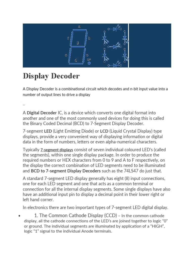 Display Decoder | PDF | Binary Coded Decimal | Electronic Engineering