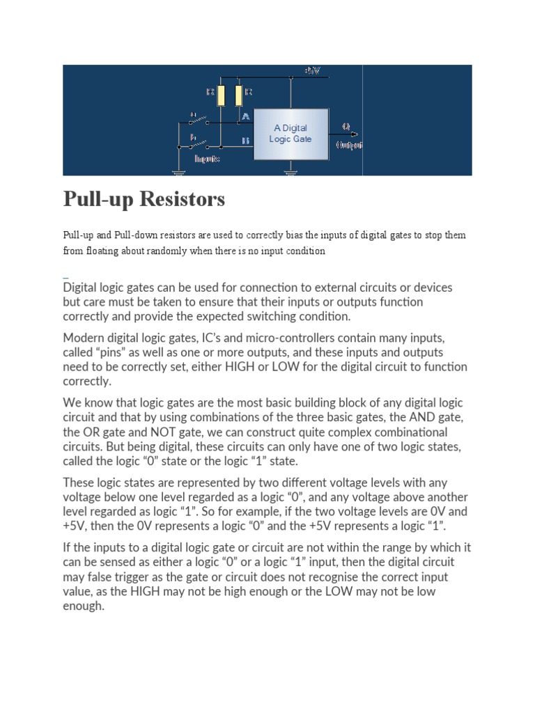 Pull Up Resistors | PDF | Logic Gate | Resistor