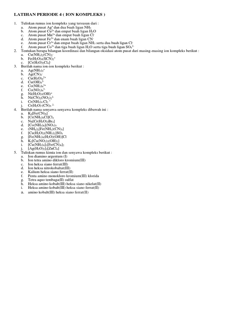Rumus dan Nama Ion Kompleks Kimia | PDF | Sains & Matematika