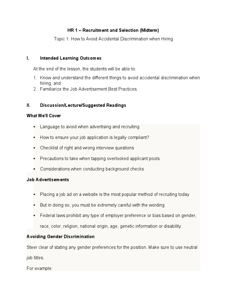 Handout - HR 1 - Midterm | PDF | Americans With Disabilities Act Of ...