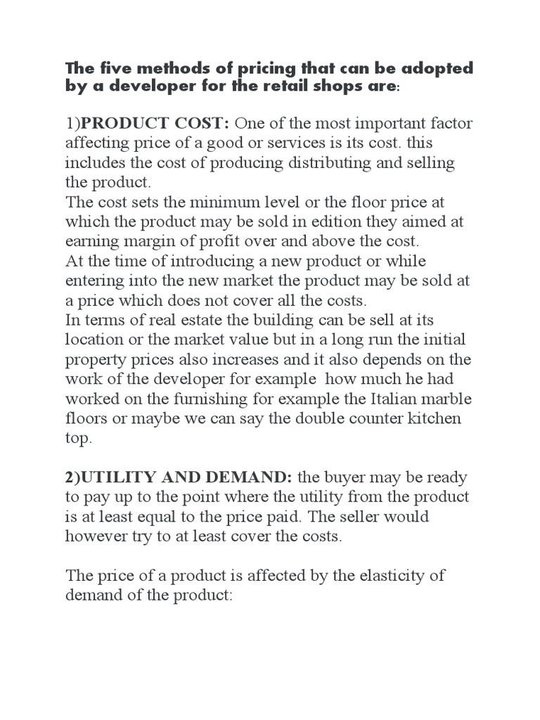 Five Retail Pricing Methods Explained | PDF | Demand | Elasticity ...