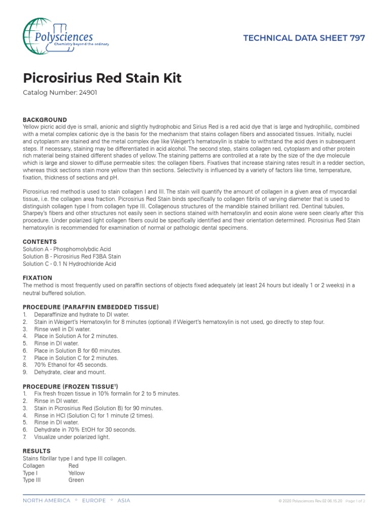 Picrosirius Red Stain Kit | PDF | Staining | Biology