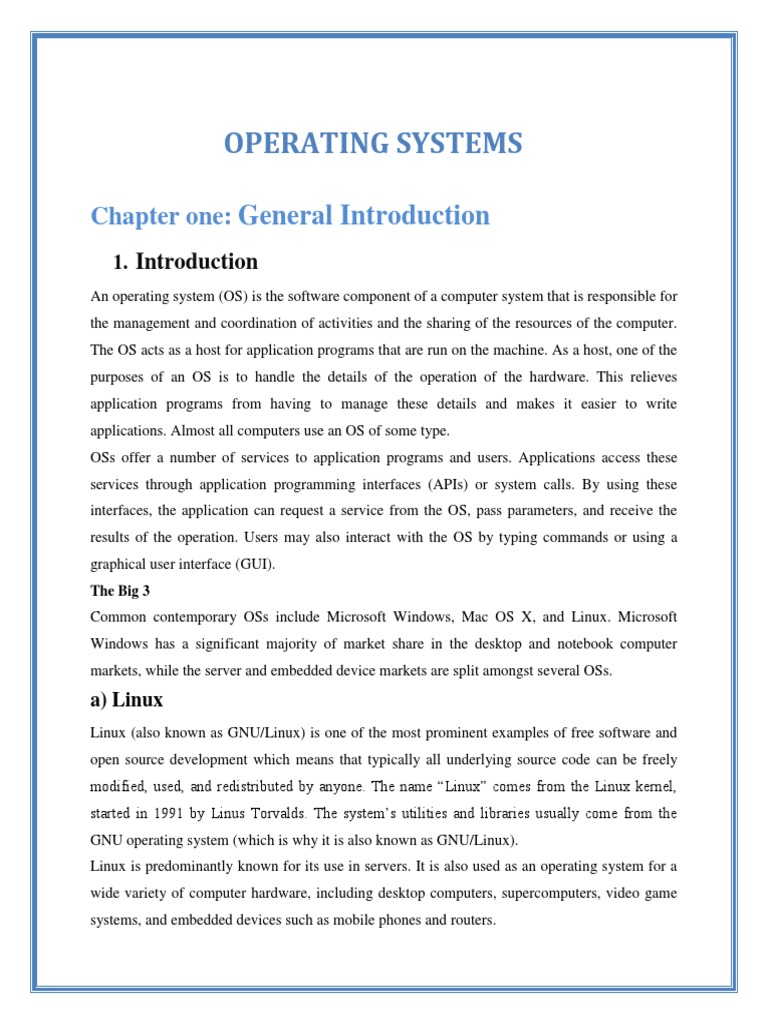 Chapter 1 Operating Systems | PDF | Operating System | Linux