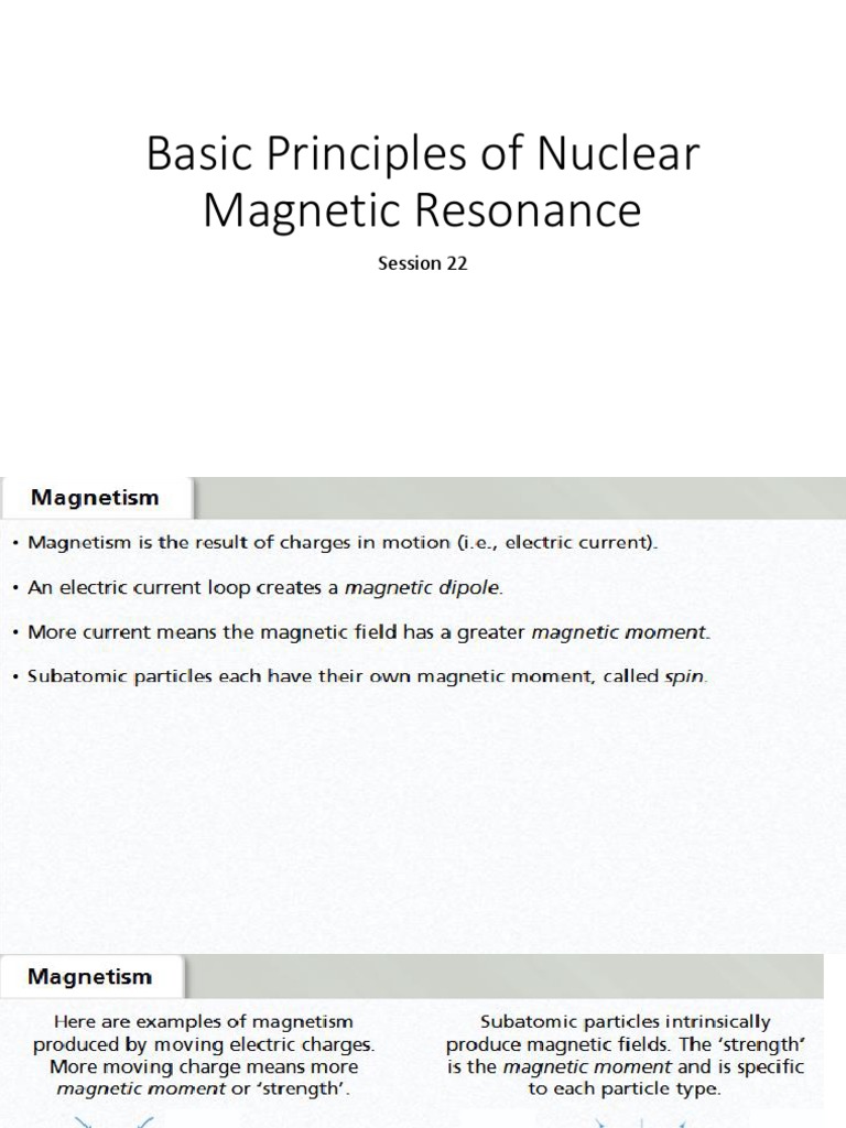 Basic Principles of Nuclear Magnetic Resonance - Sess22 | PDF