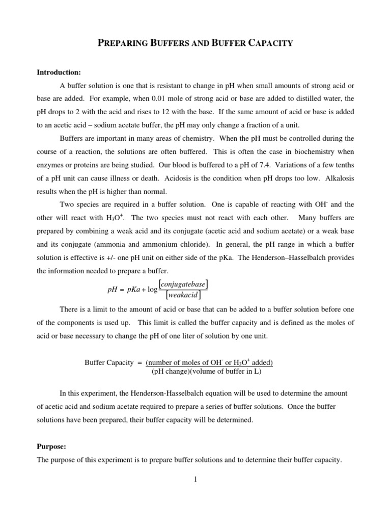 Preparing Buffer | PDF | Buffer Solution | Ph