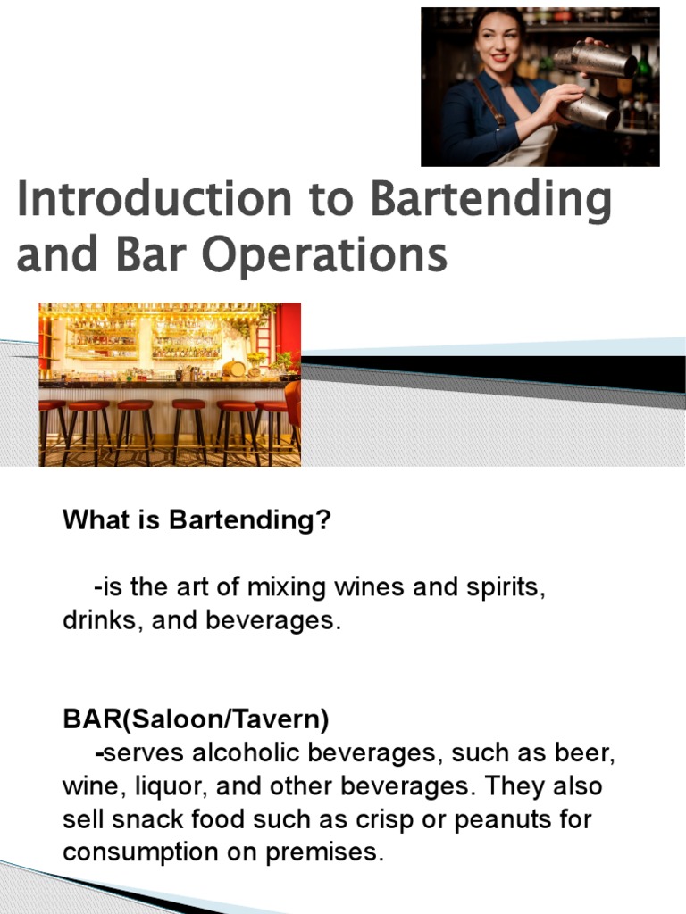 Introduction to Bartending & Bar Operations | PDF | Bar (Establishment ...