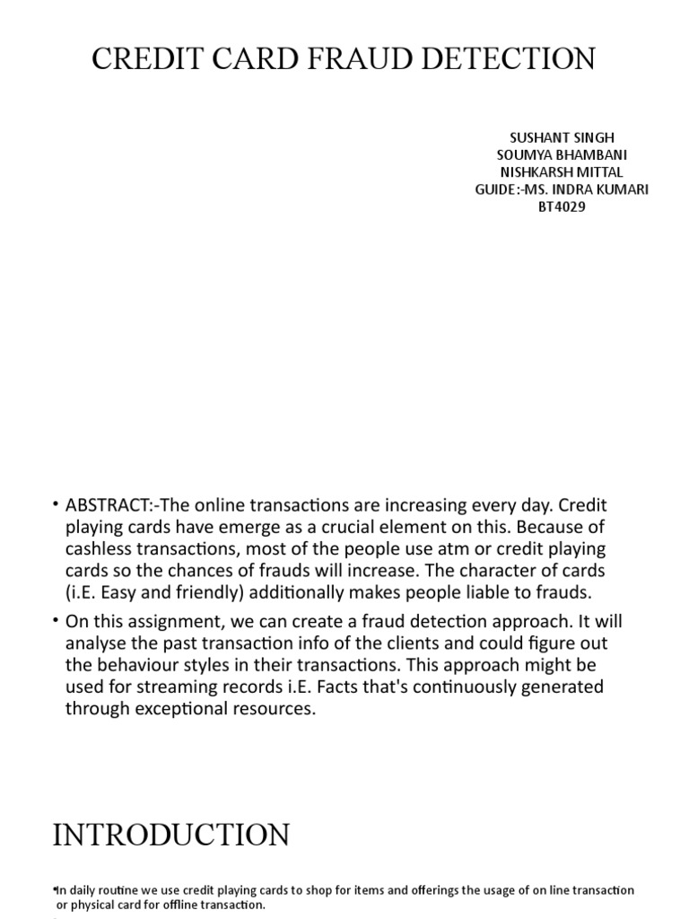 Credit Card Fraud Detection (PPT2) | PDF | Credit Card | Financial ...