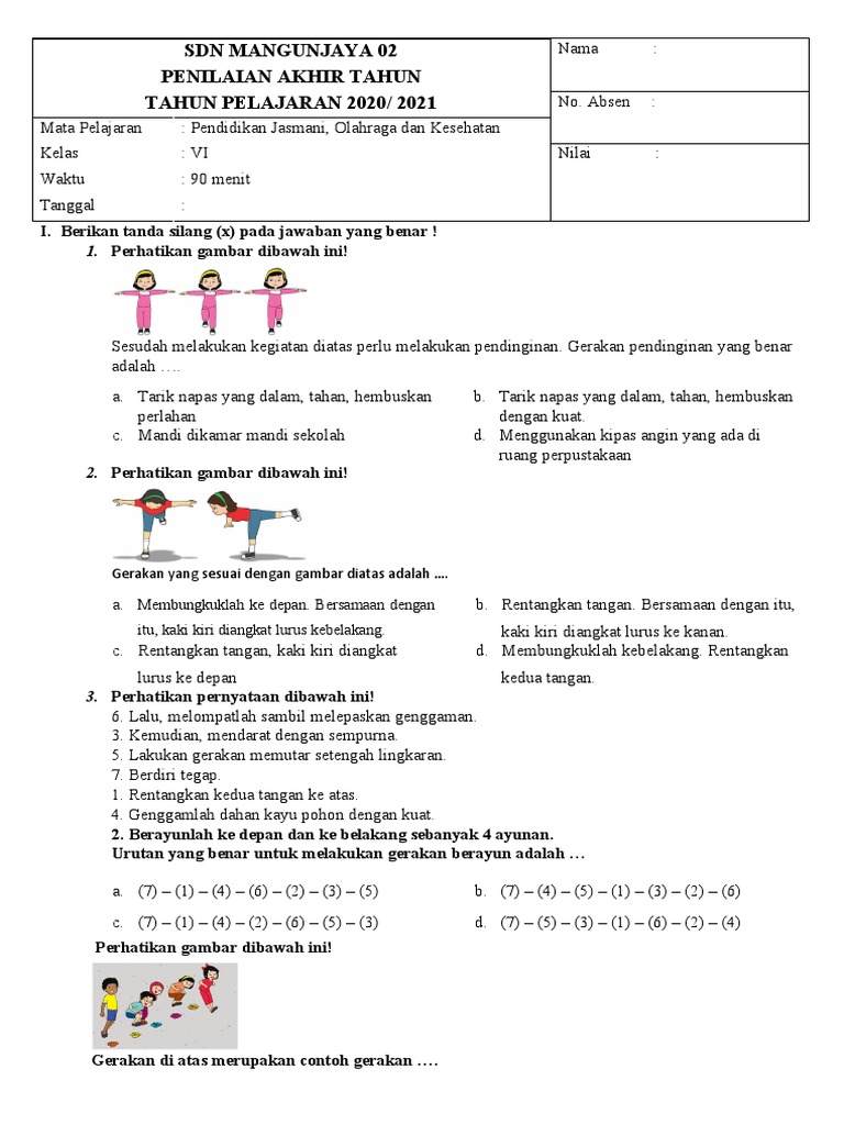 Soal Pat Pjok Kelas 6. | PDF