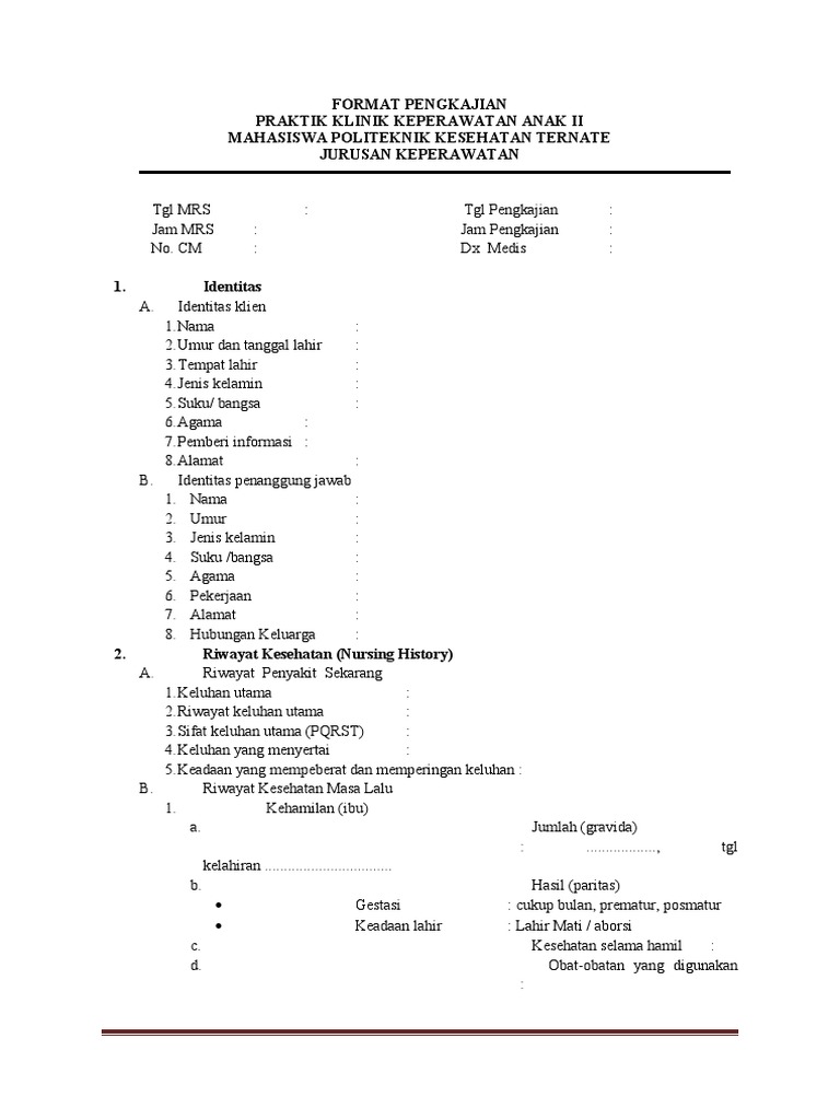 Format Pengkajian Anak | PDF