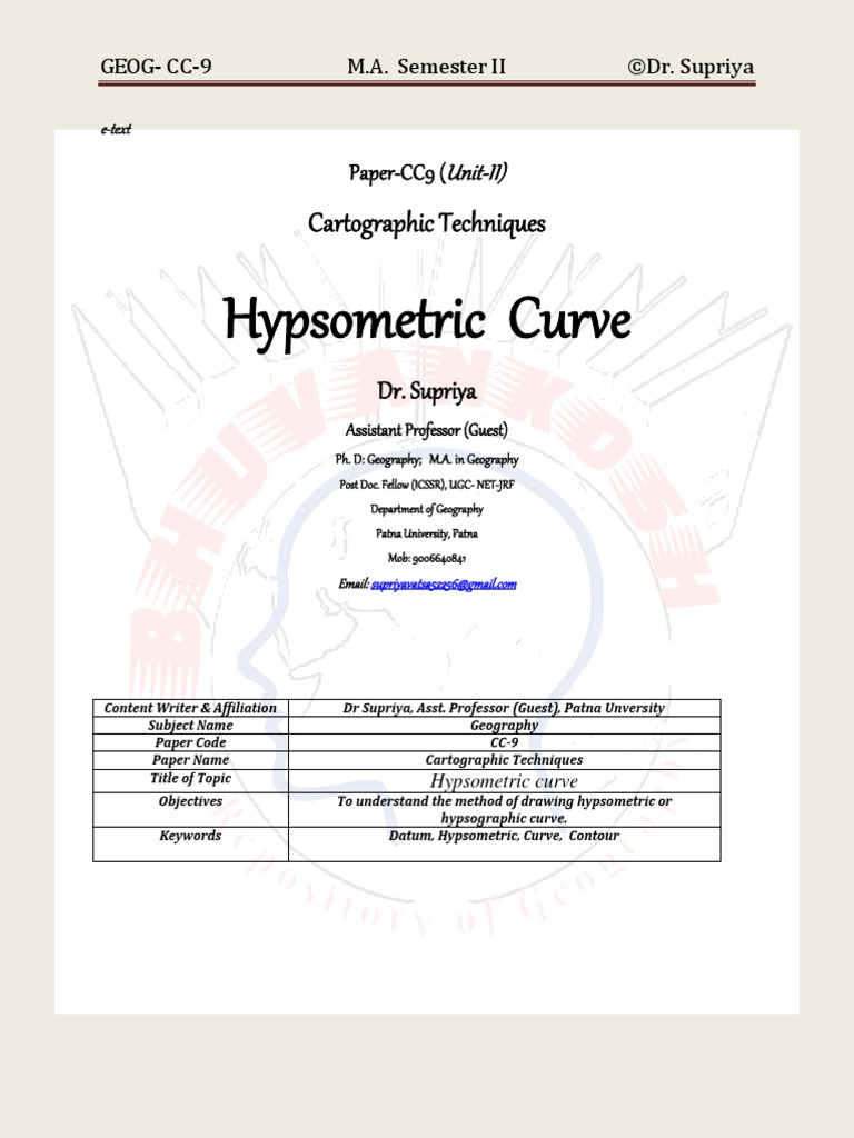Hypsometric Curve (PAU) | Download Free PDF | Geology | Earth Sciences