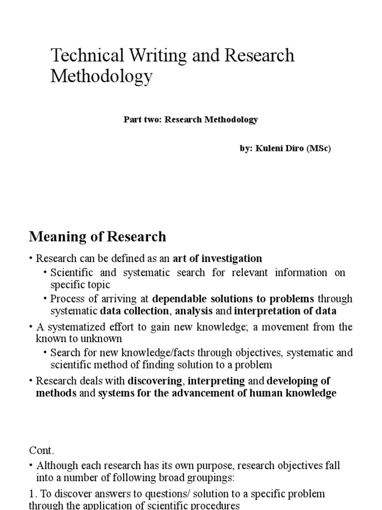 Technical Writing and Research Methodology: Part Two: Research ...