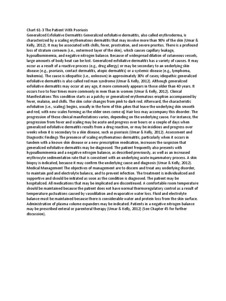 Chart 61-3 The Patient With Psoriasis | PDF | Dermatitis | Medical ...