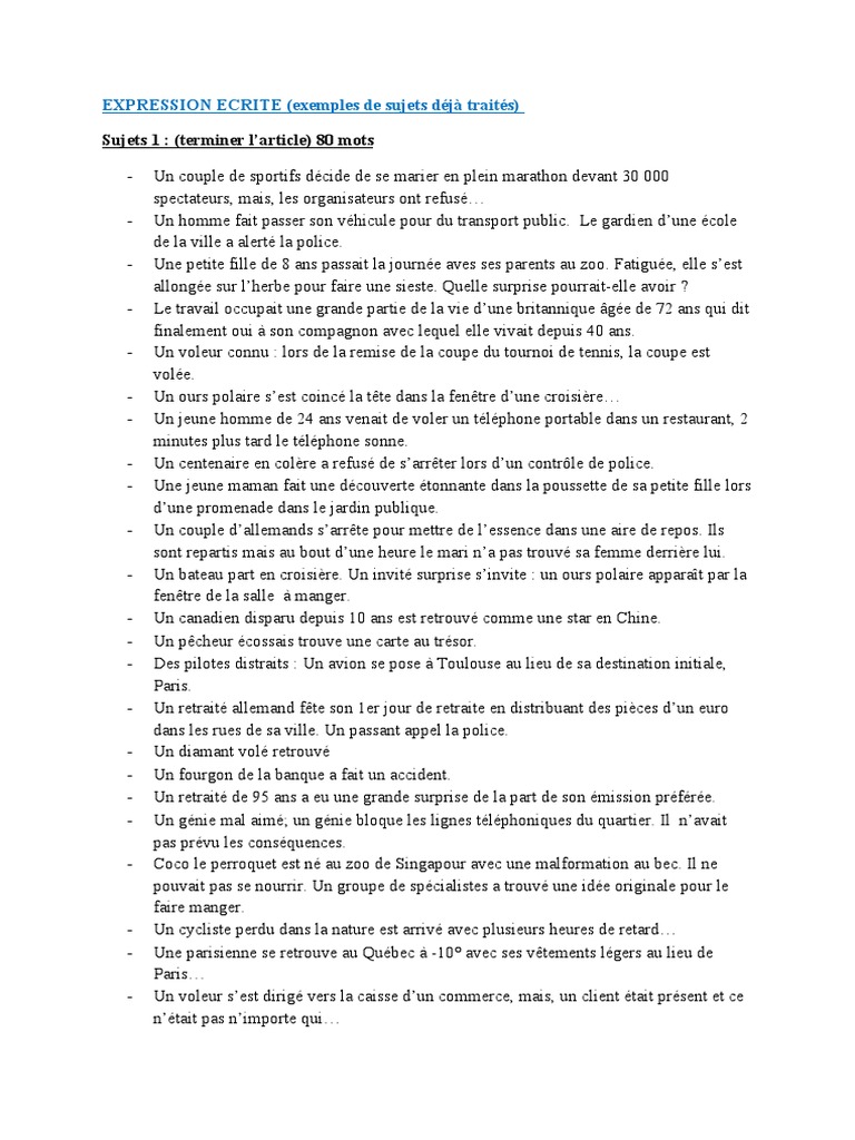 Exemples de Sujets EE TEF | PDF