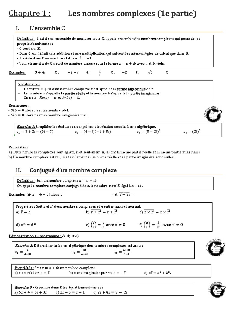 01 Cours Complexes | PDF | Nombre complexe | Théorie des groupes