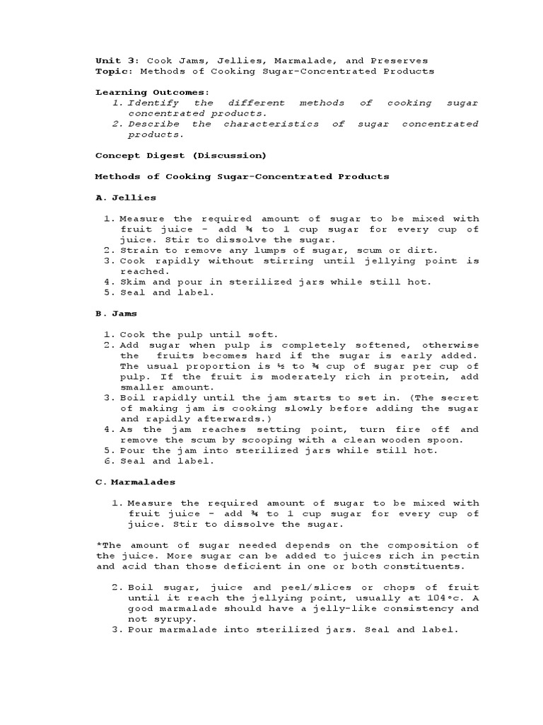 Methods of Cooking Sugar-Concentrated Products | PDF | Fruit Preserves ...