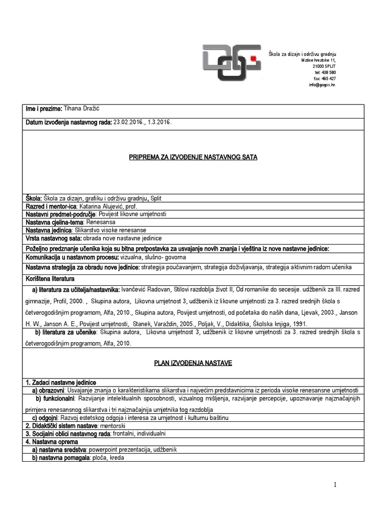 Slikarstvo Visoke Renesanse | PDF