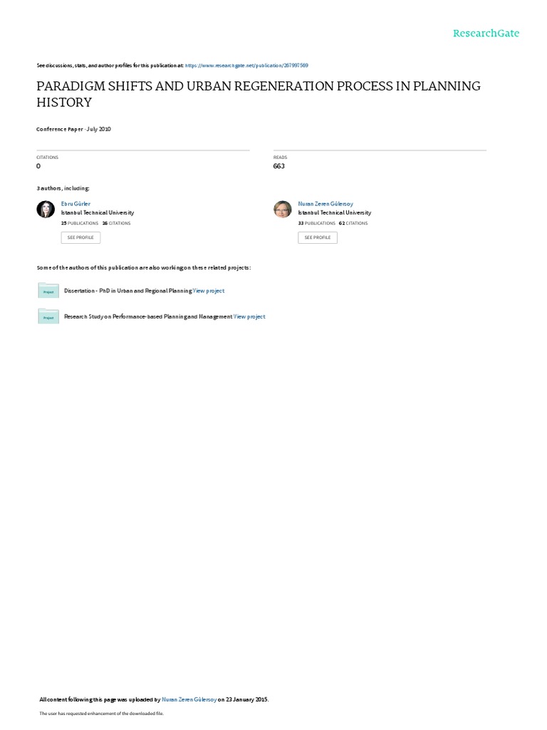 Paradigm Shifts and Urban Regeneration Process in Planning History ...