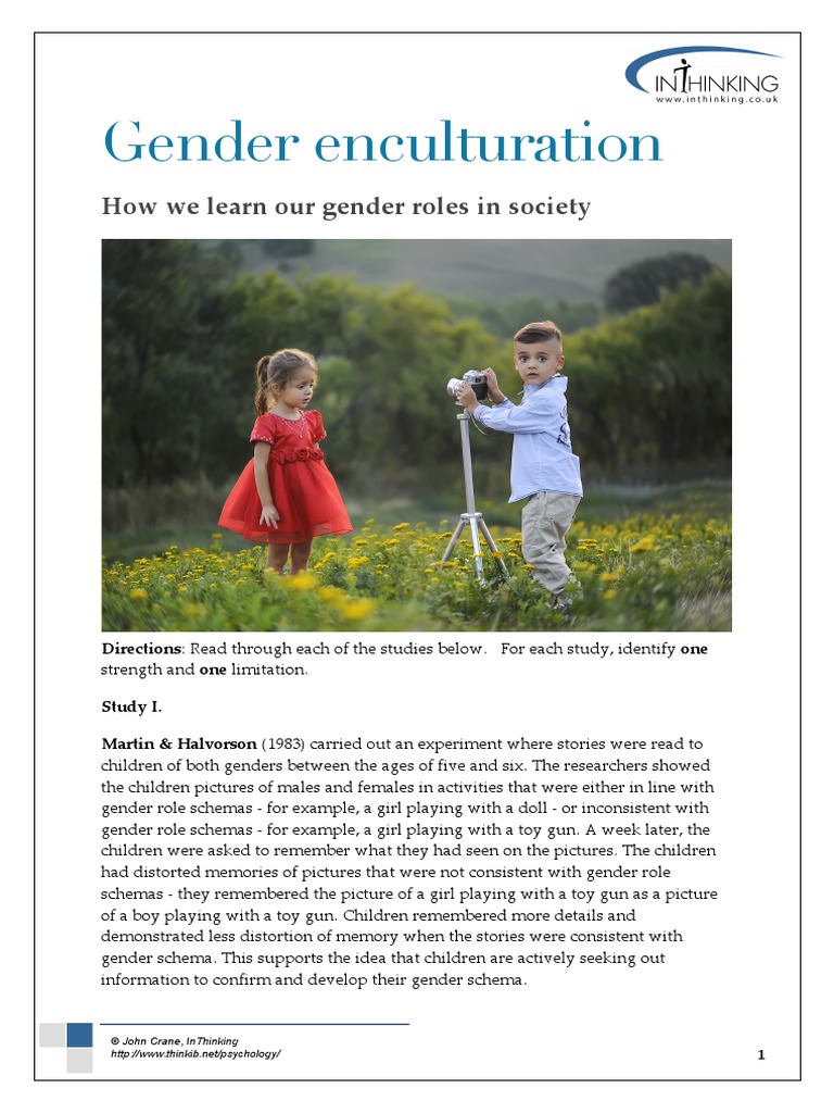 Gender Enculturation: How We Learn Our Gender Roles in Society | PDF ...