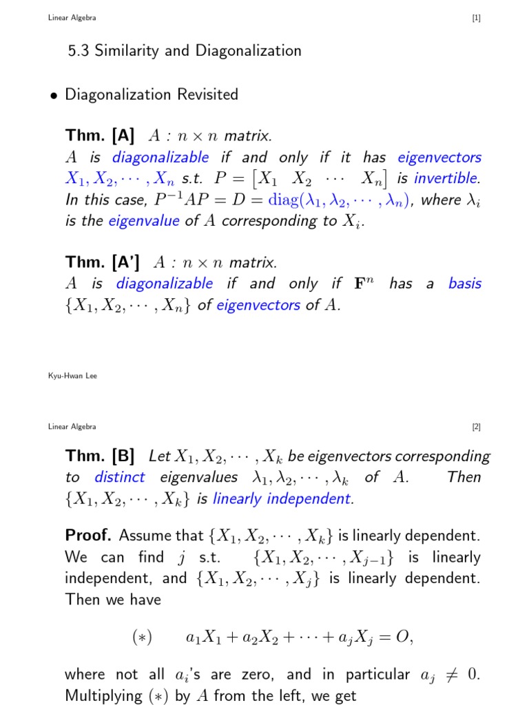Diagonalization and Similarity of Matrices | PDF | Eigenvalues And Eigenvectors | Matrix ...