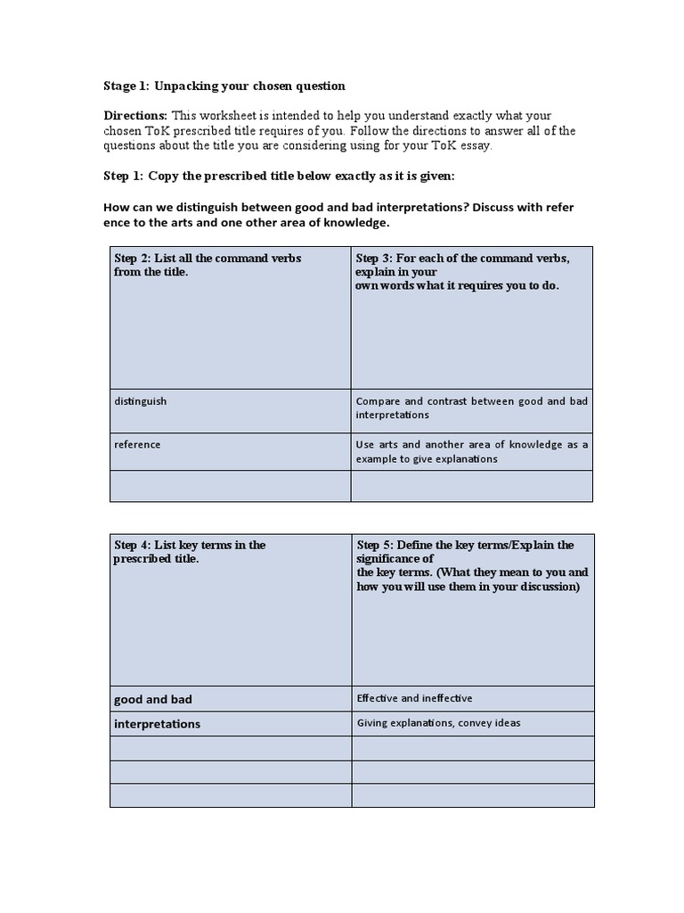 Mock Essay - Planning Document - Stage 1 | PDF | Interpretation (Logic ...