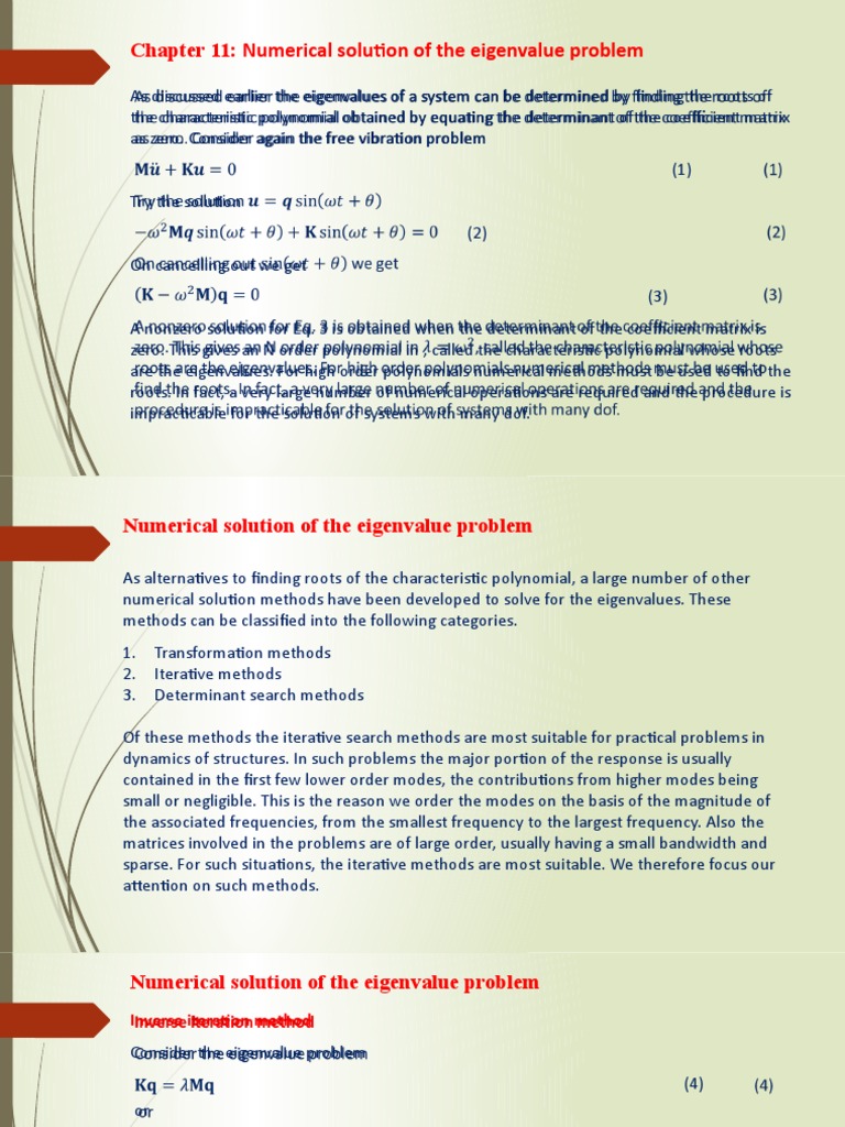 Chapter 11: Numerical Solution of The Eigenvalue Problem | PDF ...