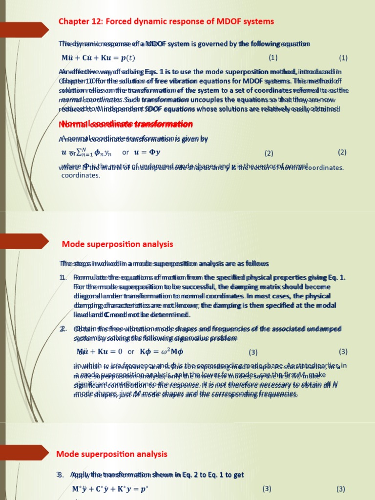 Chapter 12: Forced Dynamic Response of MDOF Systems | PDF | Normal Mode | Mechanics