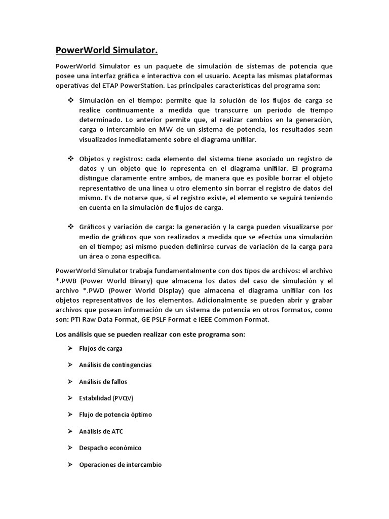 Resumen PowerWorld Simulator | PDF