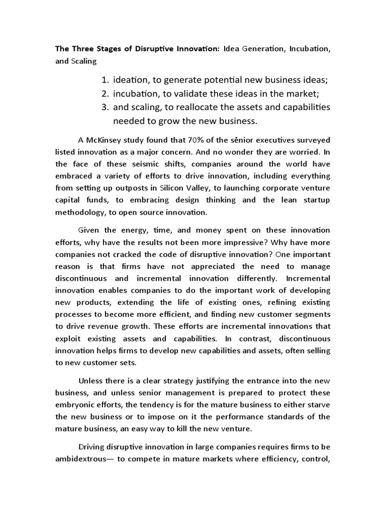 The Three Stages of Disruptive Innovation | PDF | Lean Startup | Small ...